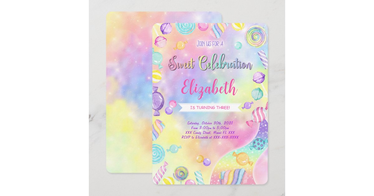 Editable Candy Birthday Invitation | Zazzle