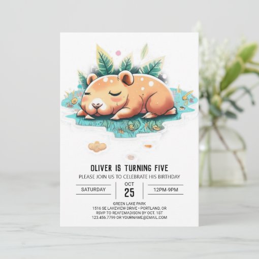 Editable Capybara Birthday Invitation | Zazzle