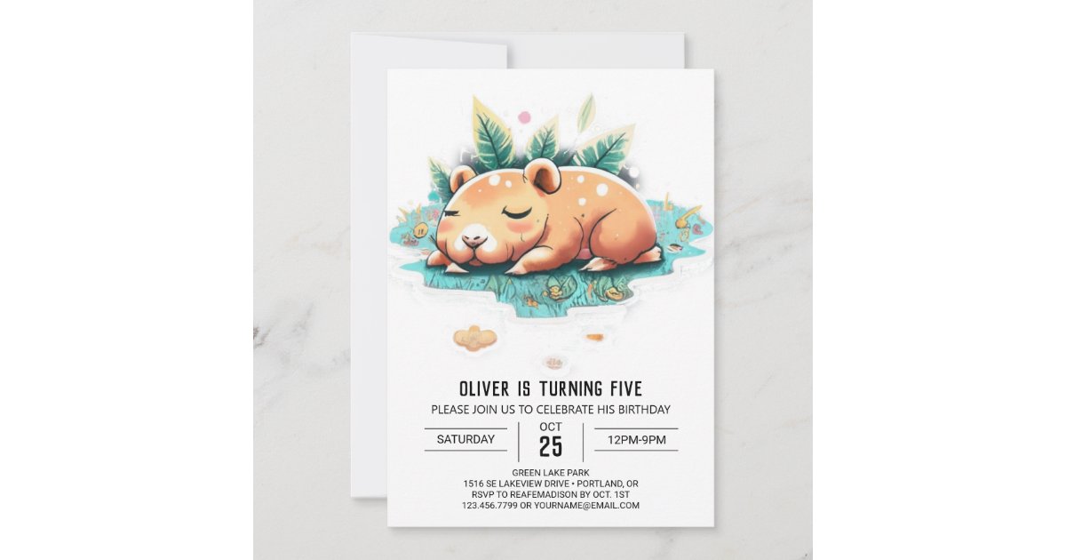 Editable Capybara Birthday Invitation | Zazzle