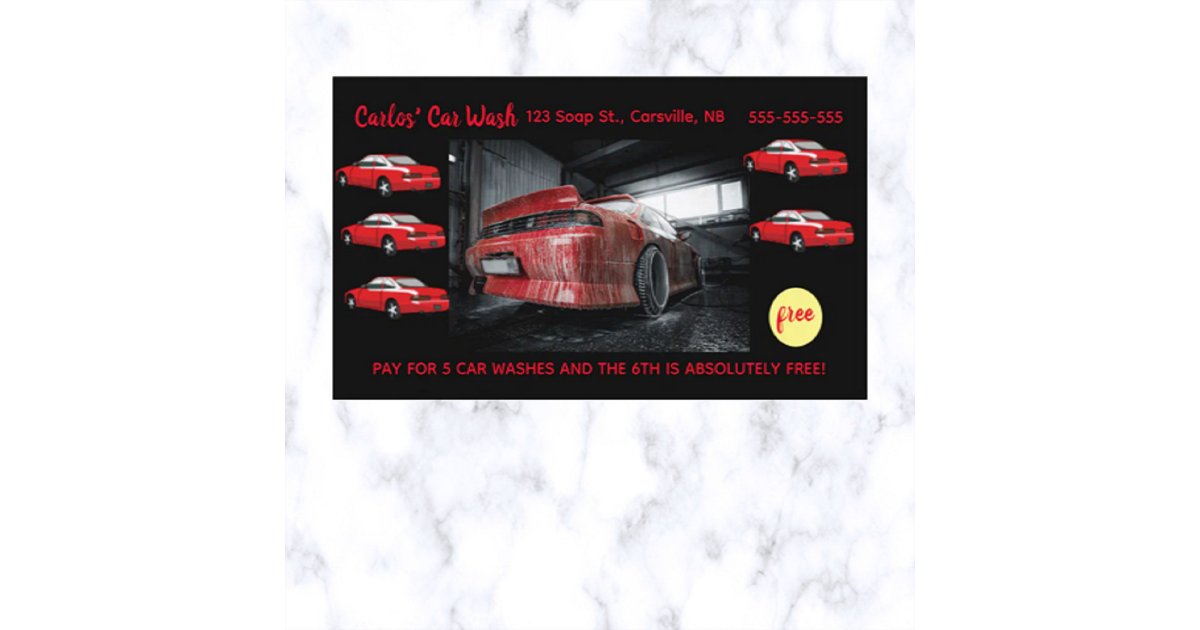 Editable Car Wash Loyalty Card | Zazzle