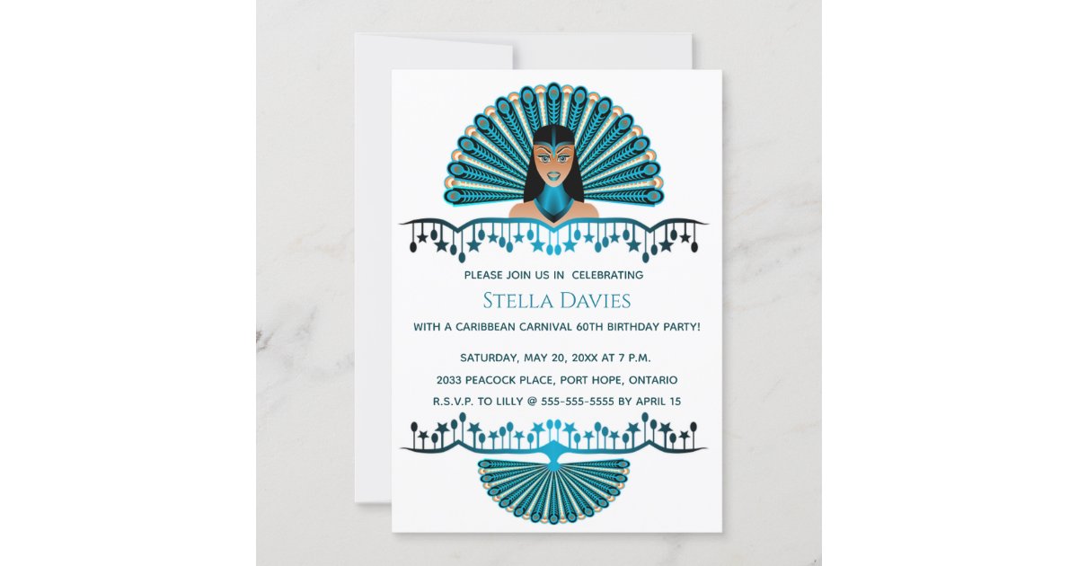 Editable Caribbean Carnival Birthday Invitation | Zazzle