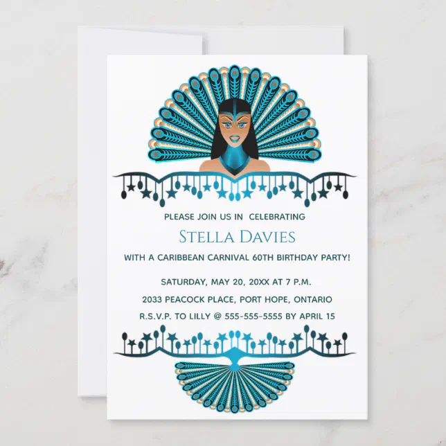 Editable Caribbean Carnival Birthday Invitation | Zazzle