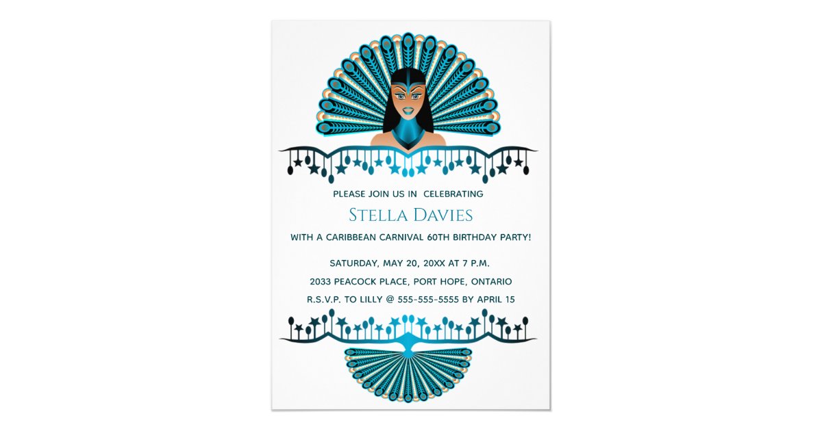 Editable Caribbean Carnival Birthday Invitation | Zazzle.com