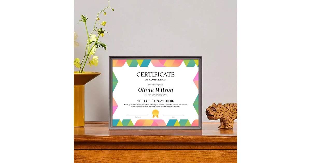 Editable Certificate of Completion Course Award | Zazzle