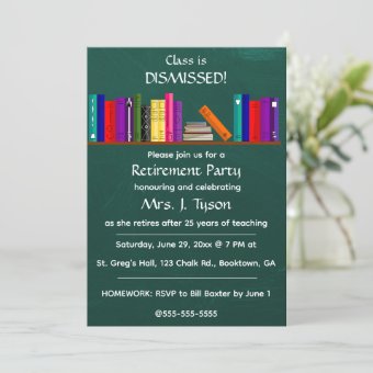 Editable Chalkboard Teacher's Retirement Party Inv Invitation | Zazzle