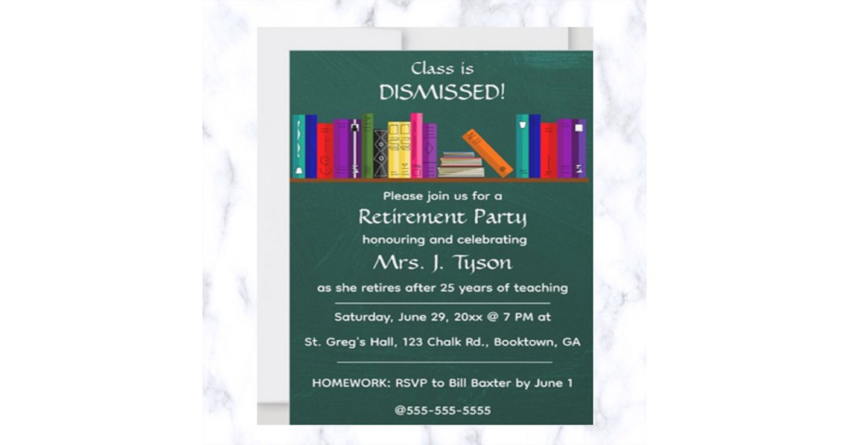 Editable Chalkboard Teacher's Retirement Party Inv Invitation | Zazzle