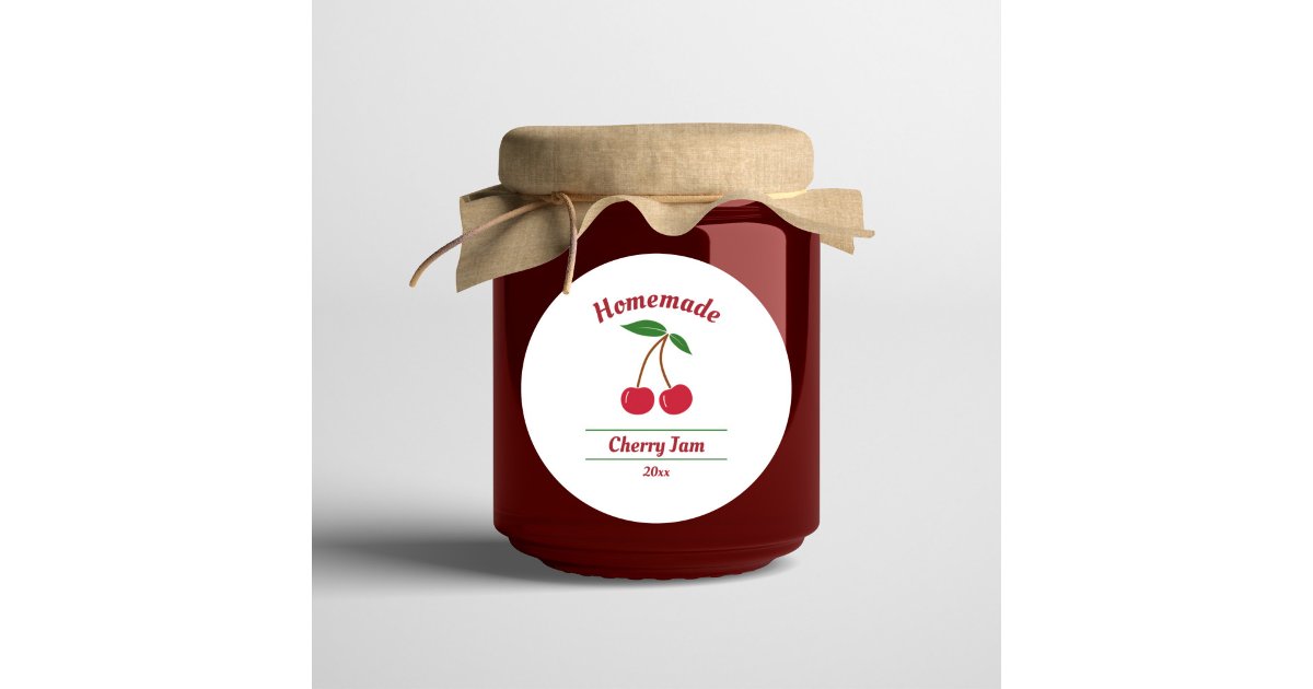 Editable Cherry Jam Label Sticker | Zazzle