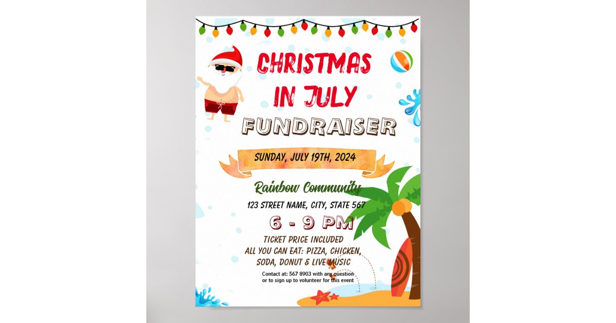Editable Christmas in July flyer Poster | Zazzle