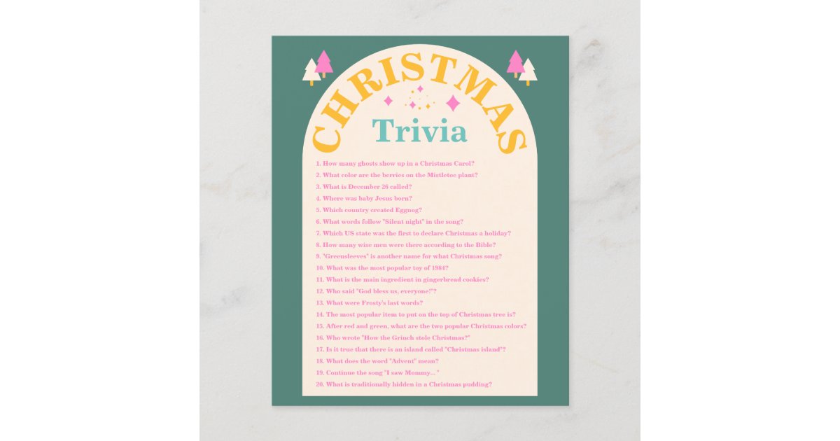 Editable, Christmas trivia, Holiday game card | Zazzle