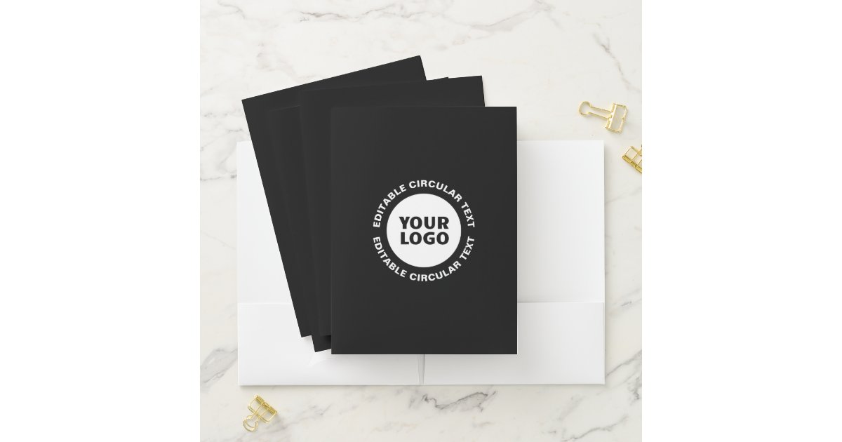 Editable Circular Text Template & Your Logo Pocket Folder | Zazzle