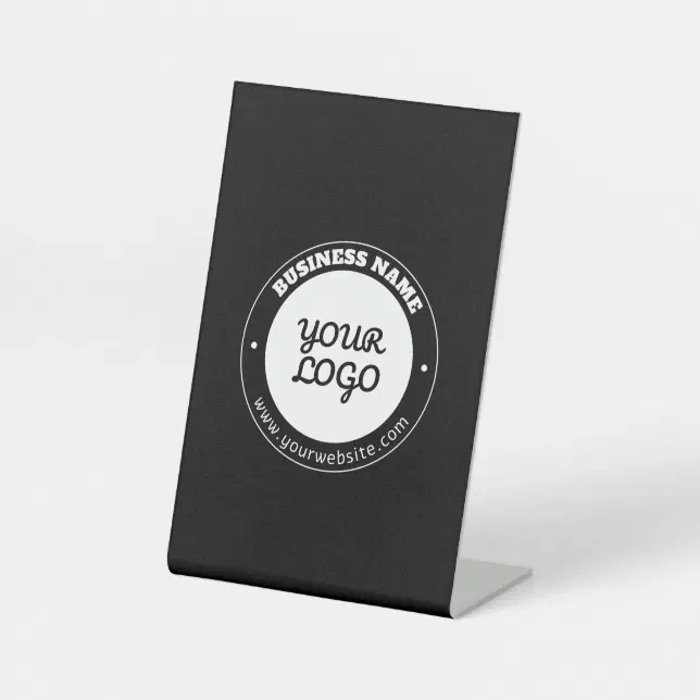 Editable Circular Text & Uploaded Logo Template Pedestal Sign | Zazzle