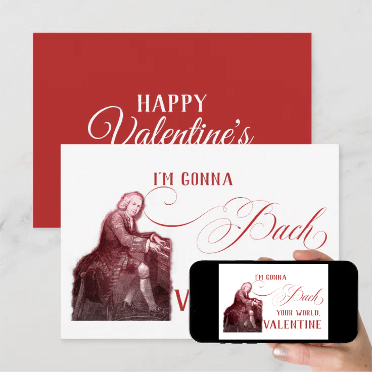 EDITABLE Classical Music w/ Bach Valentine Card | Zazzle