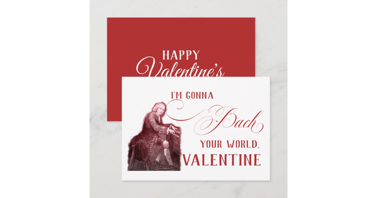 EDITABLE Classical Music w/ Bach Valentine Card | Zazzle