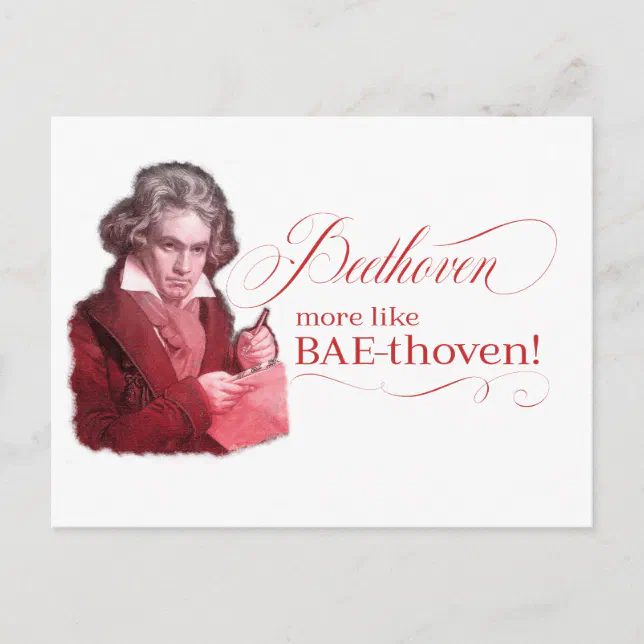 EDITABLE Classical Music w/ Beethoven Valentine Holiday Postcard | Zazzle