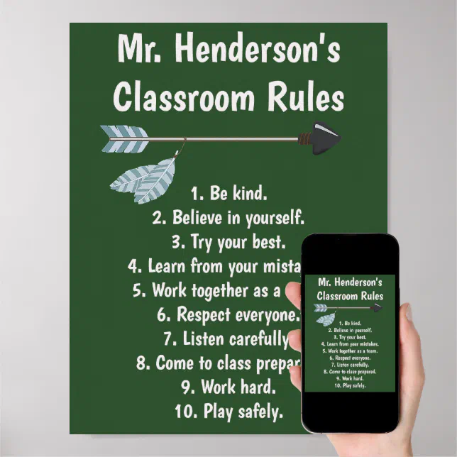 Editable Classroom Rules on a Chalkboard Poster | Zazzle