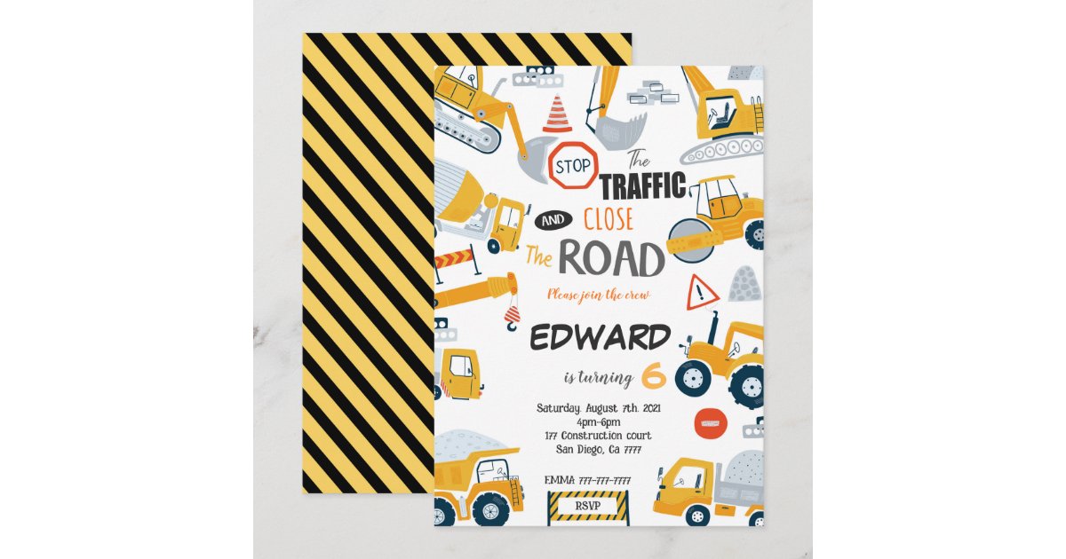 Editable Close the Road Construction Invitation | Zazzle
