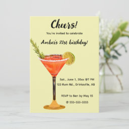 Editable Cocktail Birthday Invitation | Zazzle