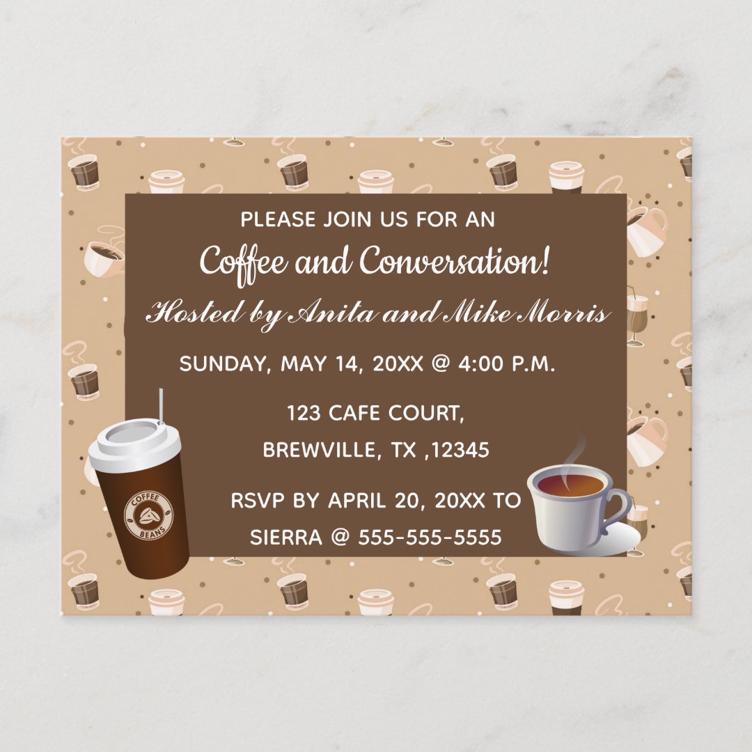 Editable Coffee and Conversation Invitation | Zazzle
