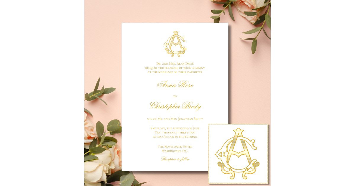 EDITABLE COLOR AC Monogram CA Monogram Invitations | Zazzle