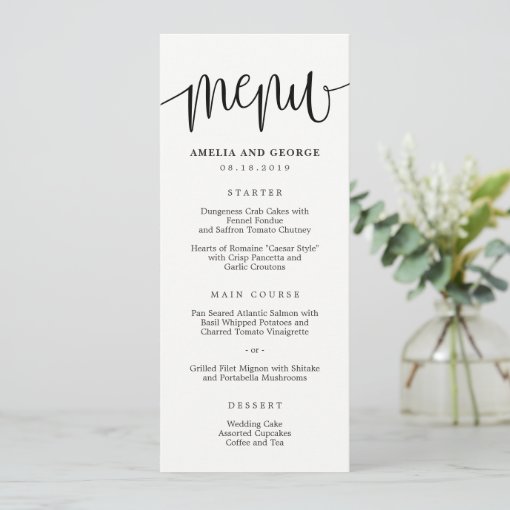 EDITABLE COLOR Calligraphy Menu Card #LCC | Zazzle