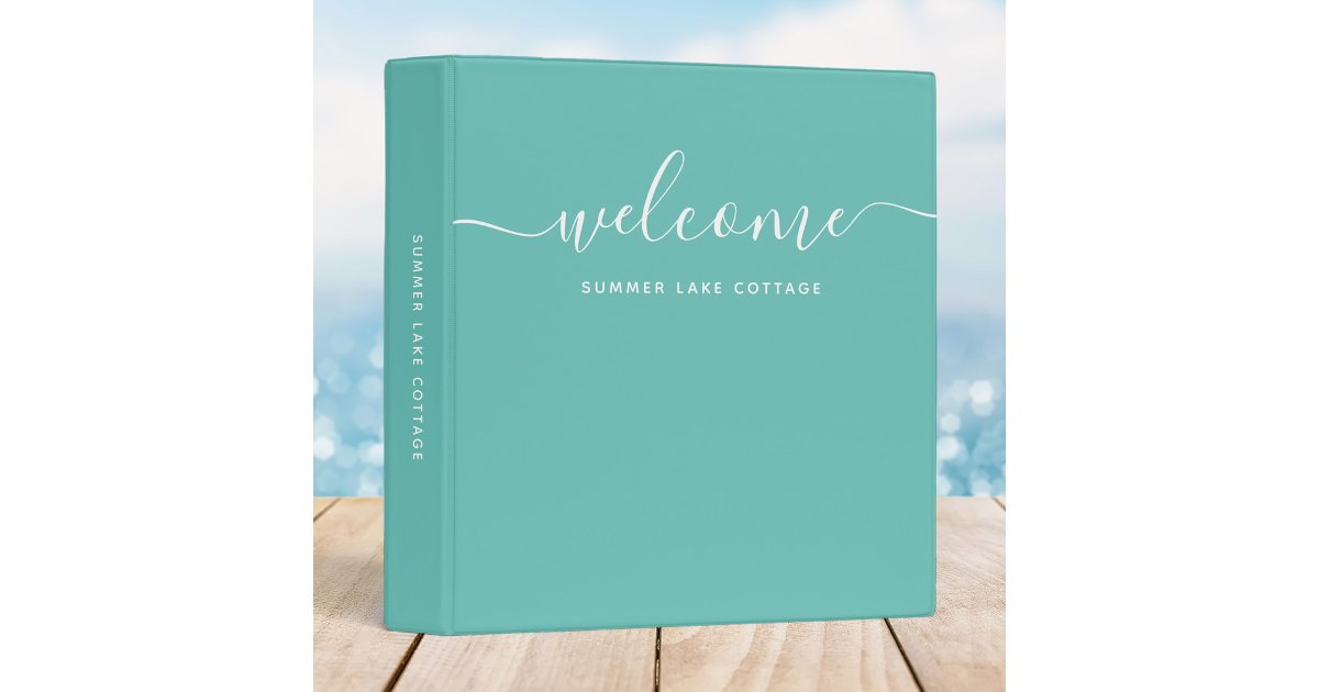 Editable Color Calligraphy Rental Property Welcome 3 Ring Binder | Zazzle