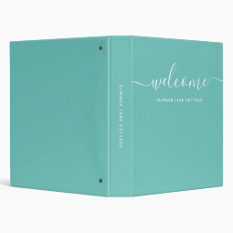 Editable Color Calligraphy Rental Property Welcome 3 Ring Binder | Zazzle