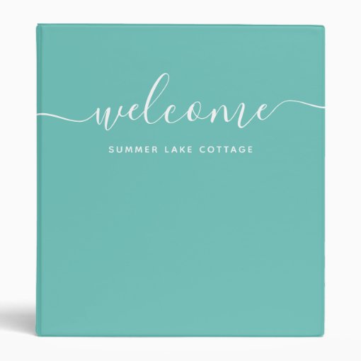 Editable Color Calligraphy Rental Property Welcome 3 Ring Binder | Zazzle