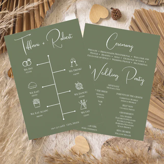 Editable Color Green Wedding Ceremony Program | Zazzle
