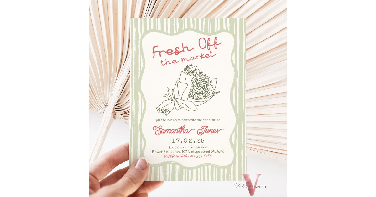 Editable Color Handrawn Fresh Off the Market BS Invitation | Zazzle