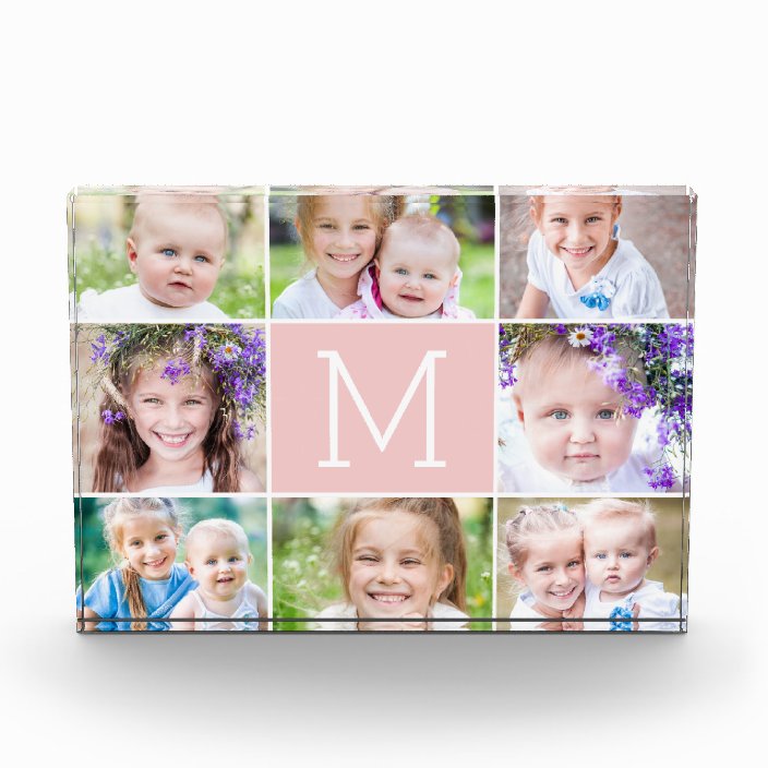 EDITABLE COLOR Monogram Collage Photo Block | Zazzle.com