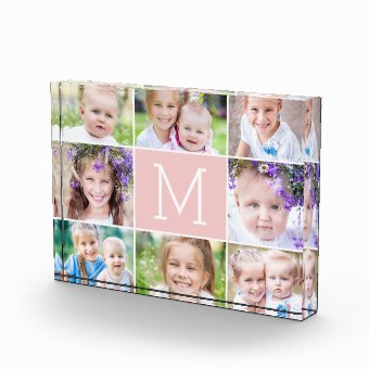 EDITABLE COLOR Monogram Collage Photo Block | Zazzle