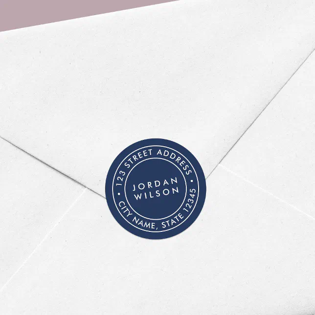 EDITABLE Color Round Double Border Return Address Classic Round Sticker ...