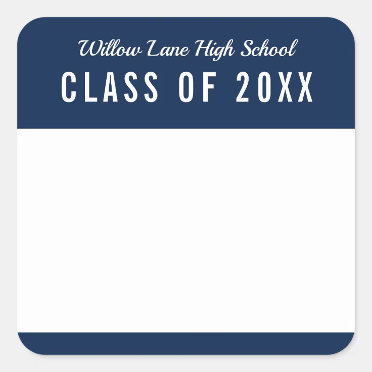 Editable Color School Class Reunion Name Square Sticker | Zazzle