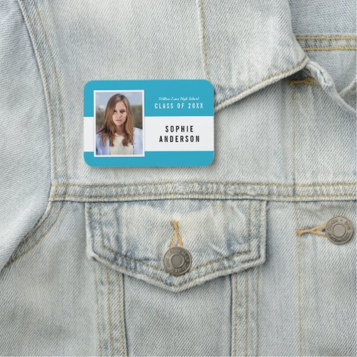 Editable Color School Class Reunion Yearbook Photo Name Tag | Zazzle