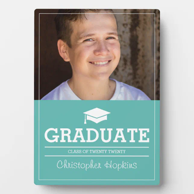 Editable Color Simple Photo Graduation Plaque | Zazzle