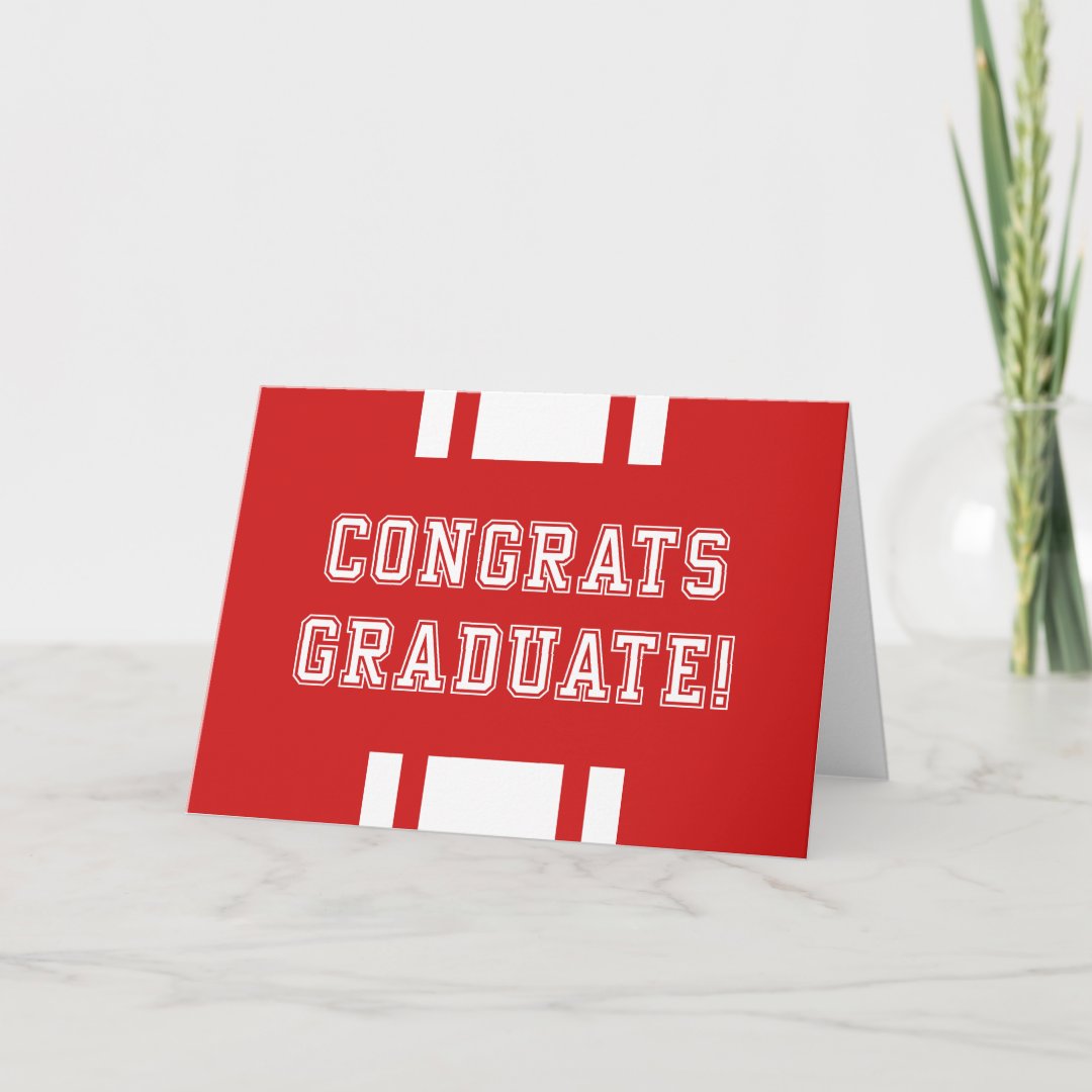 Editable Color Varsity Congrats Graduate Card | Zazzle