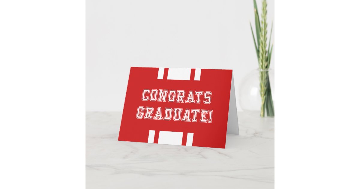 Editable Color Varsity Congrats Graduate Card | Zazzle