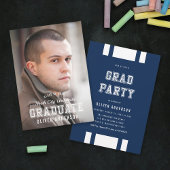 Editable Color Varsity Photo Graduate Grad Party Invitation | Zazzle