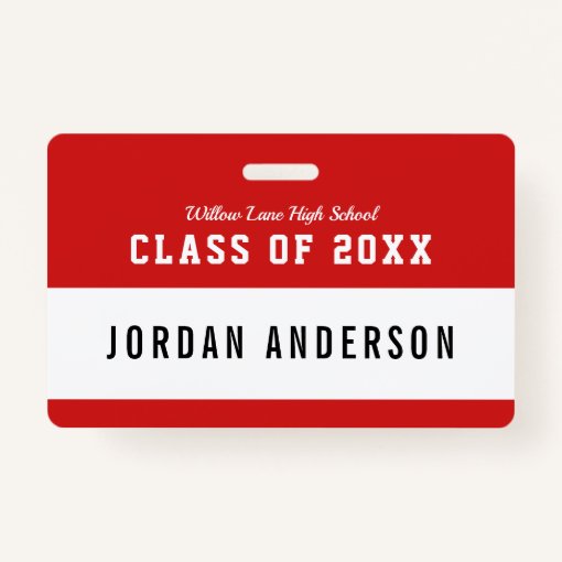 Editable Color Varsity Style Class Reunion Name Badge | Zazzle