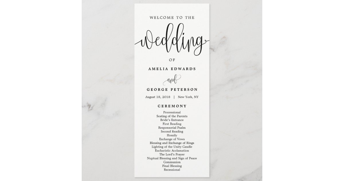 EDITABLE COLOR Wedding Ceremony Program #LCC | Zazzle