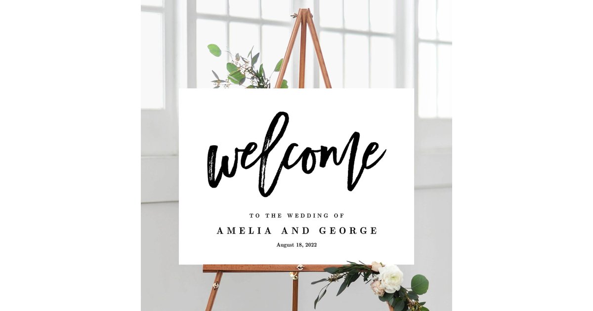 EDITABLE COLOR Welcome Sign Brushed Charm | Zazzle