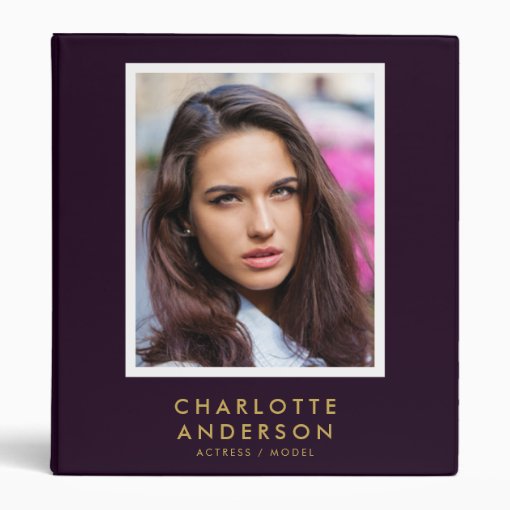Editable Color White Border Actor Model Portfolio 3 Ring Binder | Zazzle