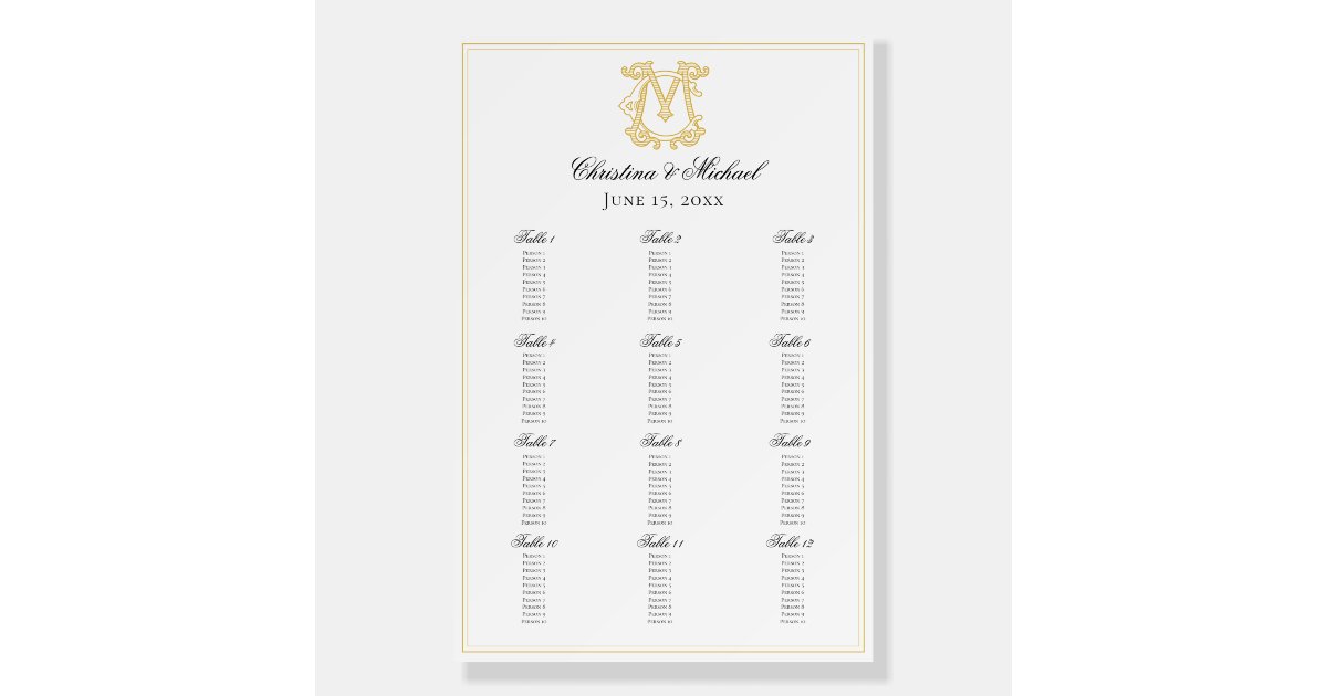 EDITABLE COLORS CM Monogram MC Monogram Chart Foam Board | Zazzle