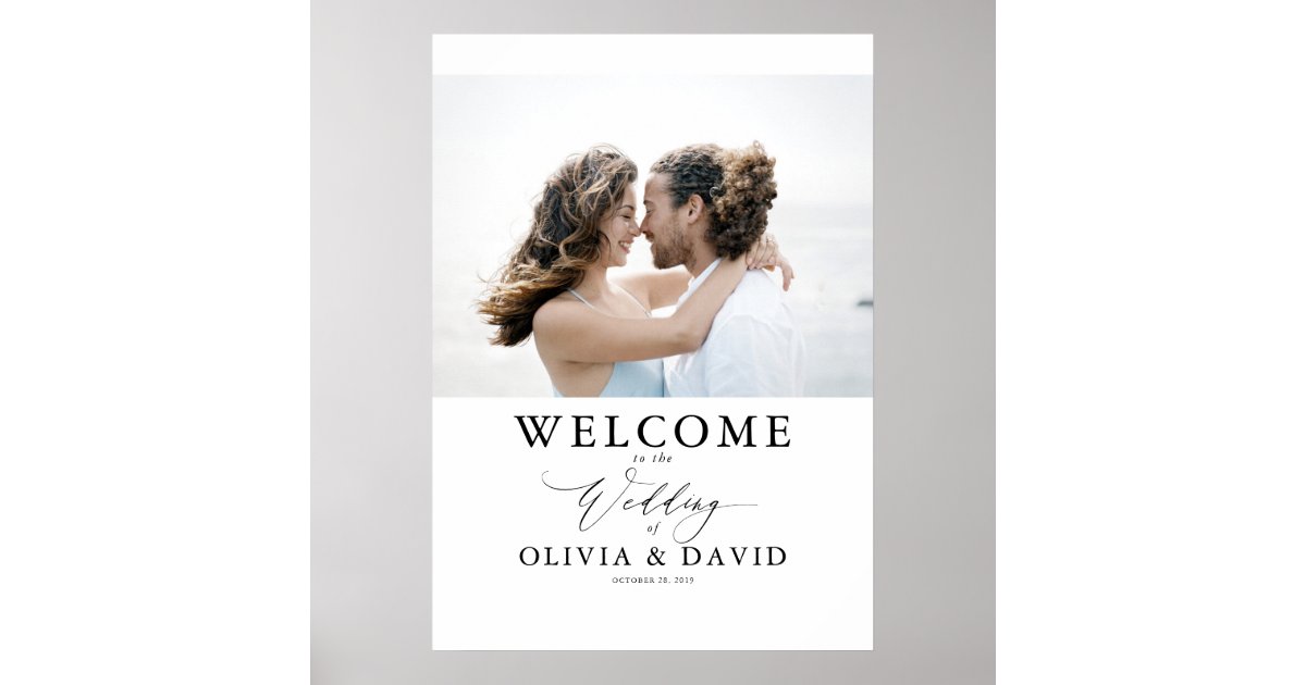 Editable Colors Modern Wedding Welcome Photo Sign | Zazzle