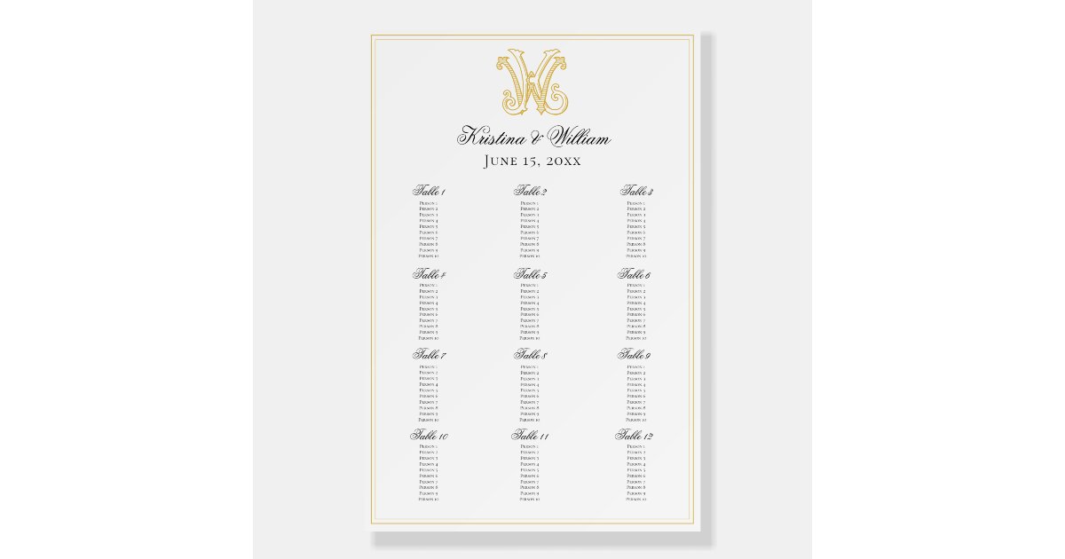 EDITABLE COLORS WK Monogram KW Monogram Chart Foam Board | Zazzle