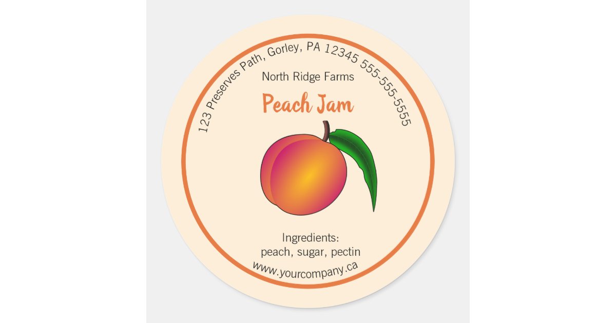 Editable Company Peach Jam Label | Zazzle