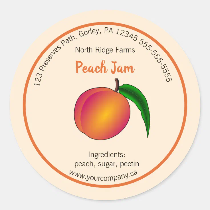 Editable Company Peach Jam Label | Zazzle