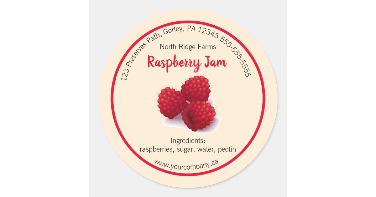 Editable Company Raspberry Jam Label | Zazzle