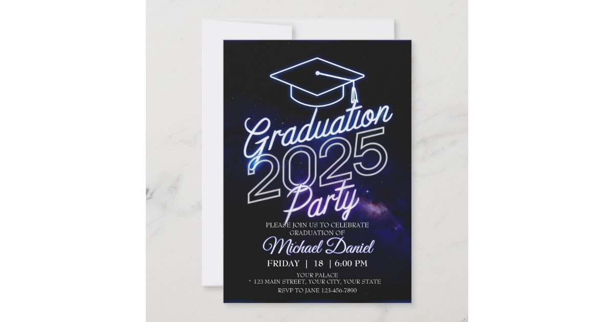 Editable Cosmic Dinner Graduation Galaxy Mystical Invitation | Zazzle