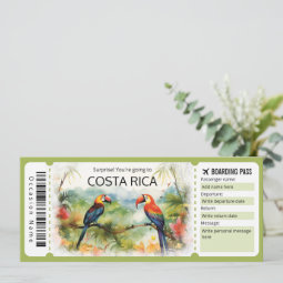 Editable Costa Rica Plane ticket Boarding Pass Invitation | Zazzle
